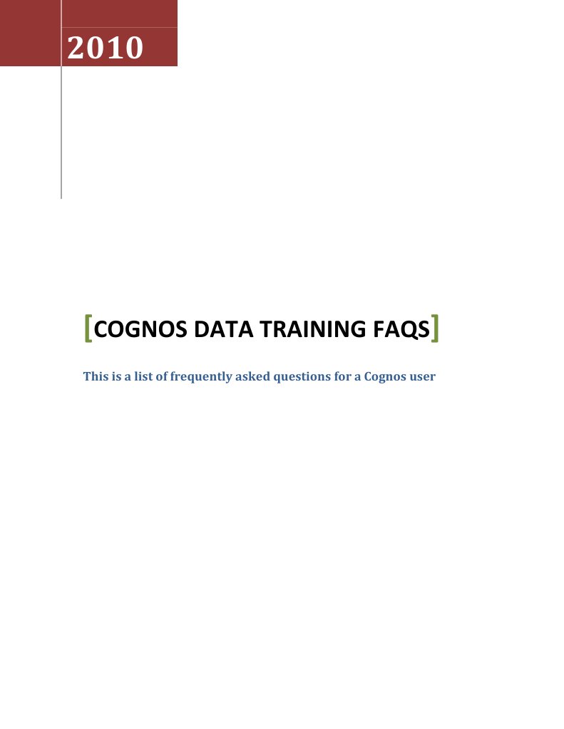 Cognos User FAQs Guide | PDF