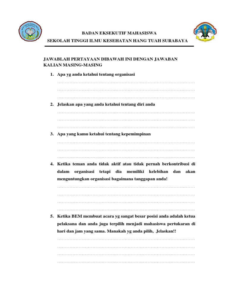 Soal Tes Tulis Bem Pdf