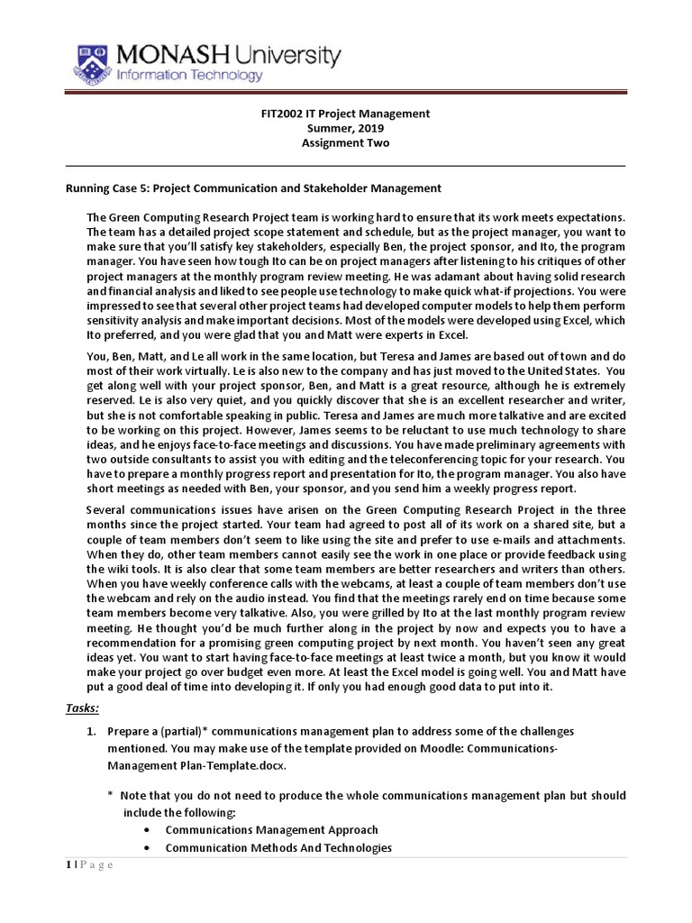 Running Case 5 FIT2002 | PDF | Communication | Cognition