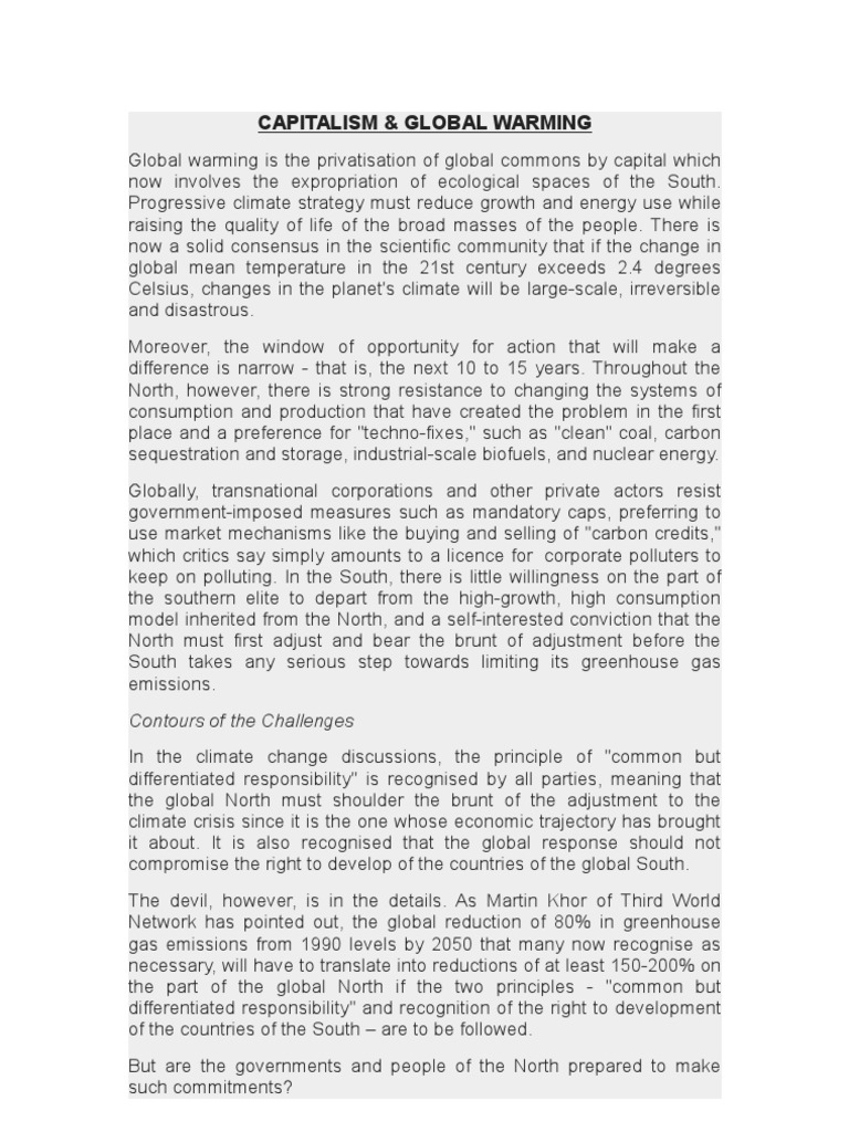 Capitalism & Climate Change | PDF | Global Warming | Developing Country