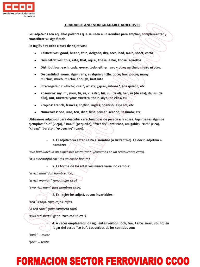 Gradable and Non Gradable Adjectives | PDF | Adjetivo | Onomástica