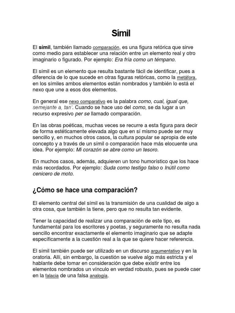 Ejemplos y Concepto de Símil | PDF | Metáfora | Retórica