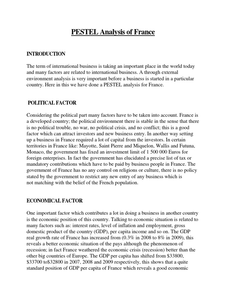 France Pestel | PDF | France | Foreign Direct Investment