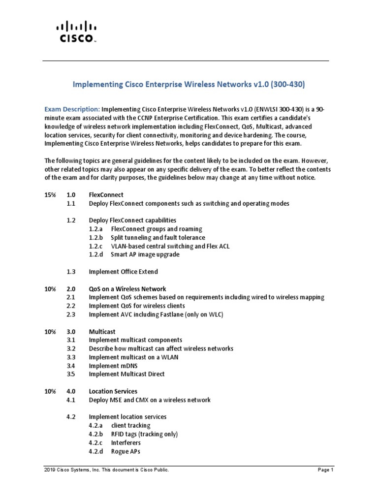 300-430-ENWLSI Implementing Cisco Enterprise Wireless Networks PDF ... 300-430-ENWLSI Implementing Cisco Enterprise Wireless Networks PDF ...
