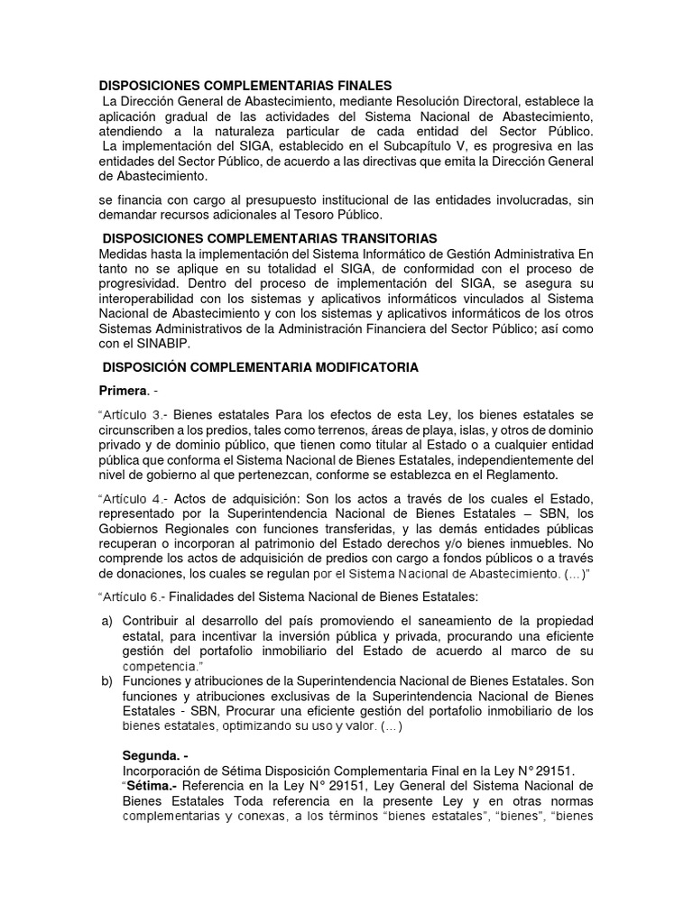 Disposiciones Complementarias Finales | PDF | Estado (política) | Esfera pública