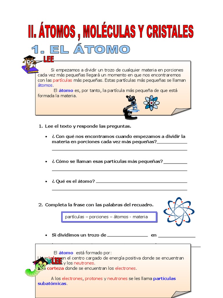 Introducción a átomos y moléculas para niños | PDF | Moléculas ...