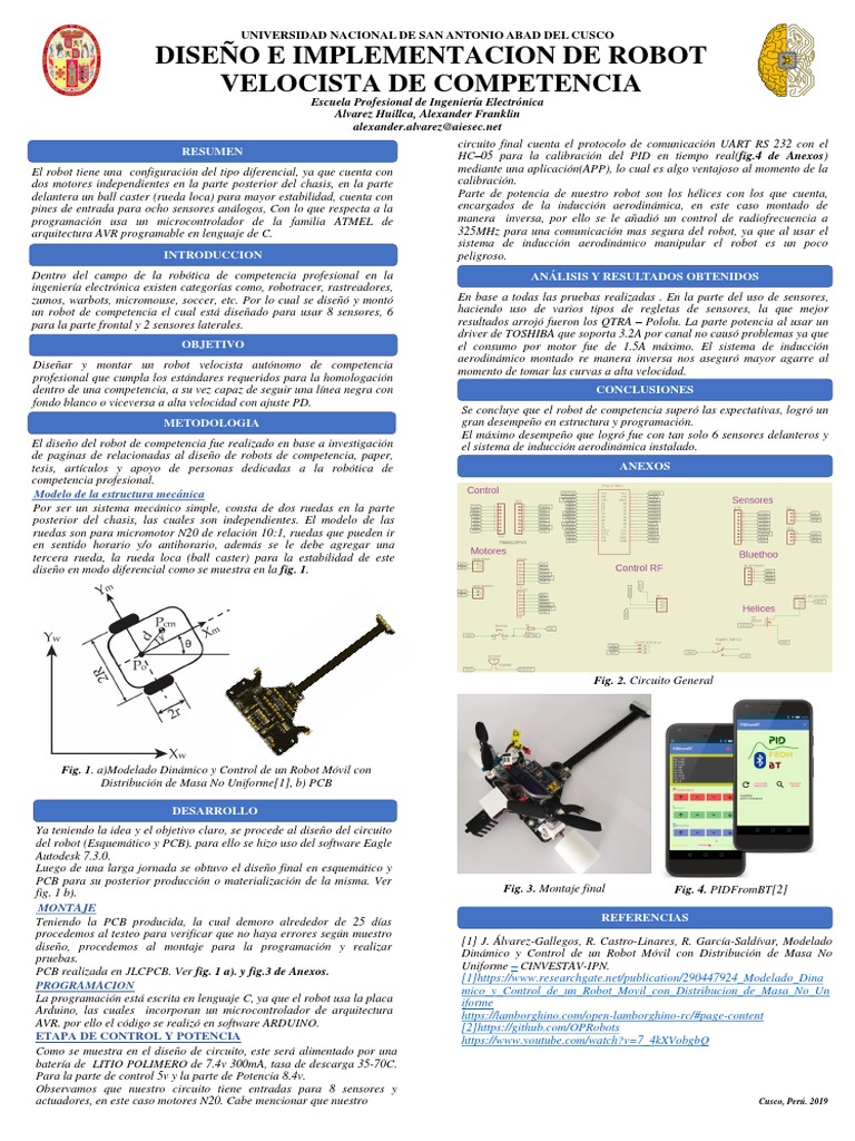 Diseño e Implementación de Robot Velocista de Competencia - POSTER | PDF | Arduino | Robot