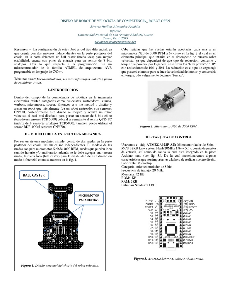 Diseño de Robot Velocista de Competencia | PDF | Microcontrolador | Arduino