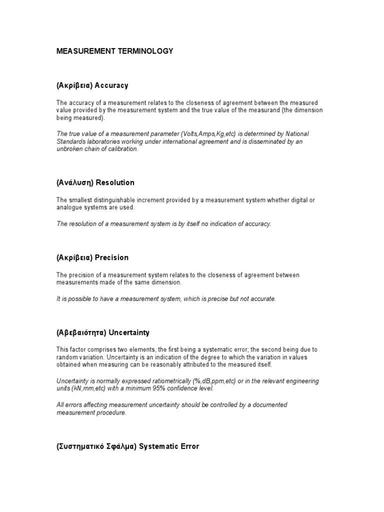 Measurement Terminology | PDF | Accuracy And Precision | Measurement