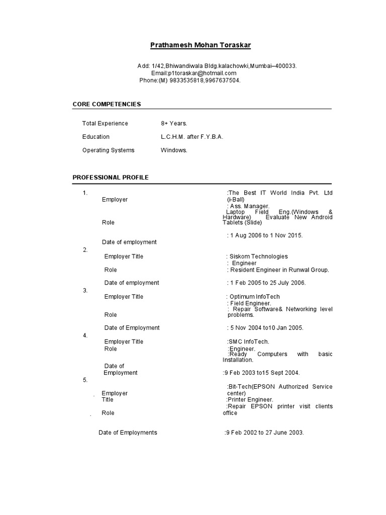 Prathamesh Toraskar Resume | PDF | Android (Operating System) | Tablet Computer