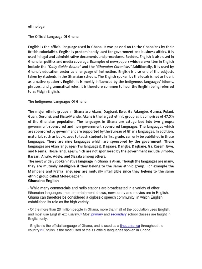 Official Language of Ghana is English | PDF | English Language | Symbols