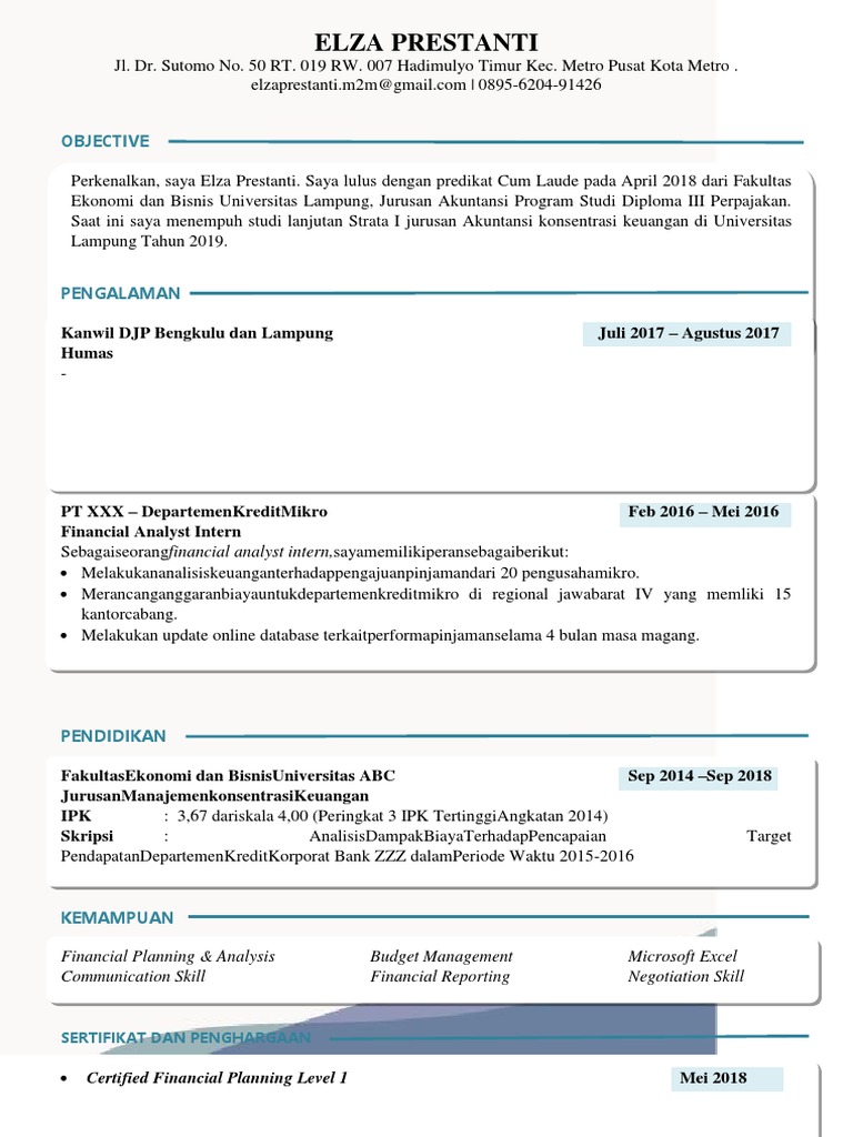 CV Template Oleh Alia Noor Anoviar - Edisi 1 | PDF