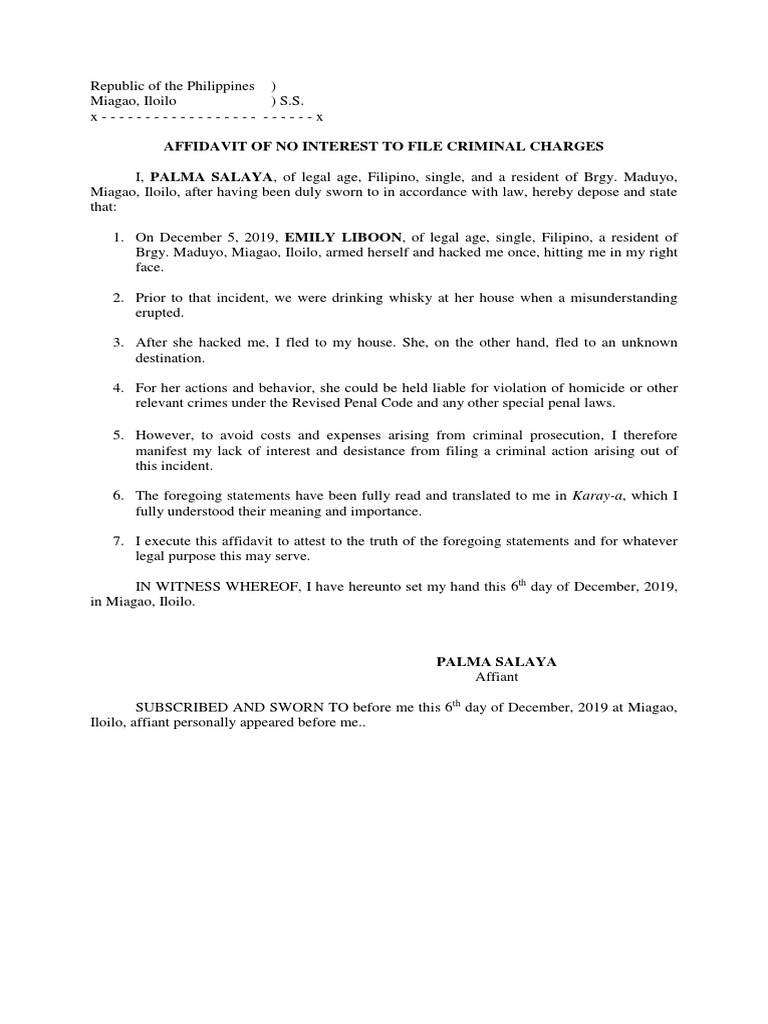 Affidavit of No Interest | PDF