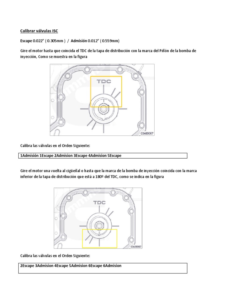 Calibrar Valvulas ISC | PDF