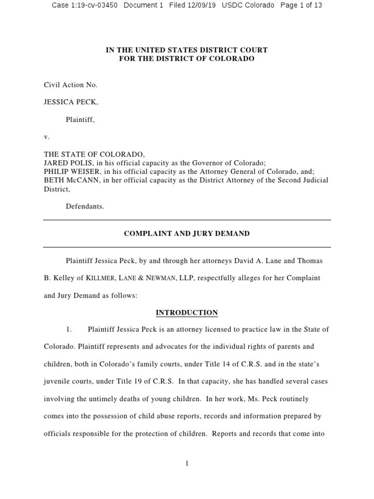 Jessica Peck v. State of Colorado, Et Al. | PDF | First Amendment To ...