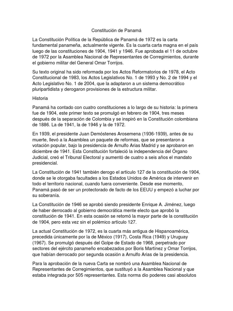 Constitución de Panamá | PDF | Ley Pública | Esfera pública