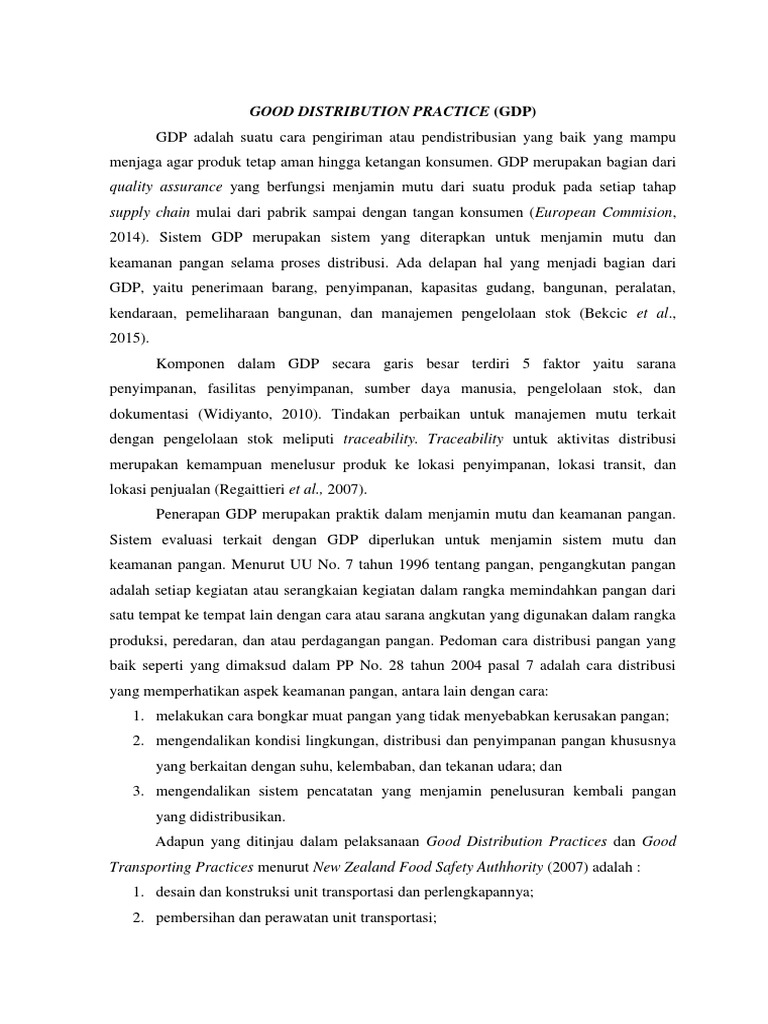 Good Distribution Practice (GDP) | PDF