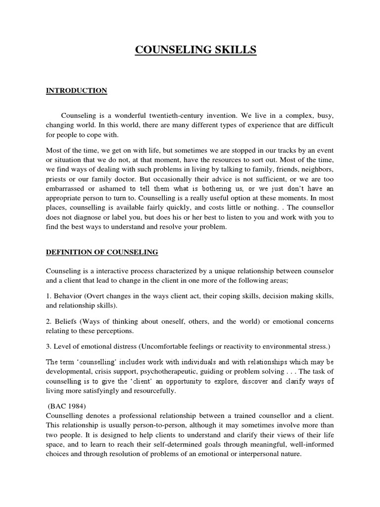 Counseling | PDF | Psychotherapy | Nonverbal Communication