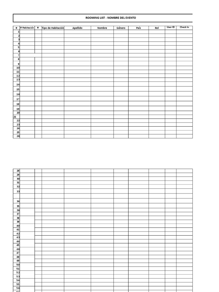 Formato Rooming List | PDF
