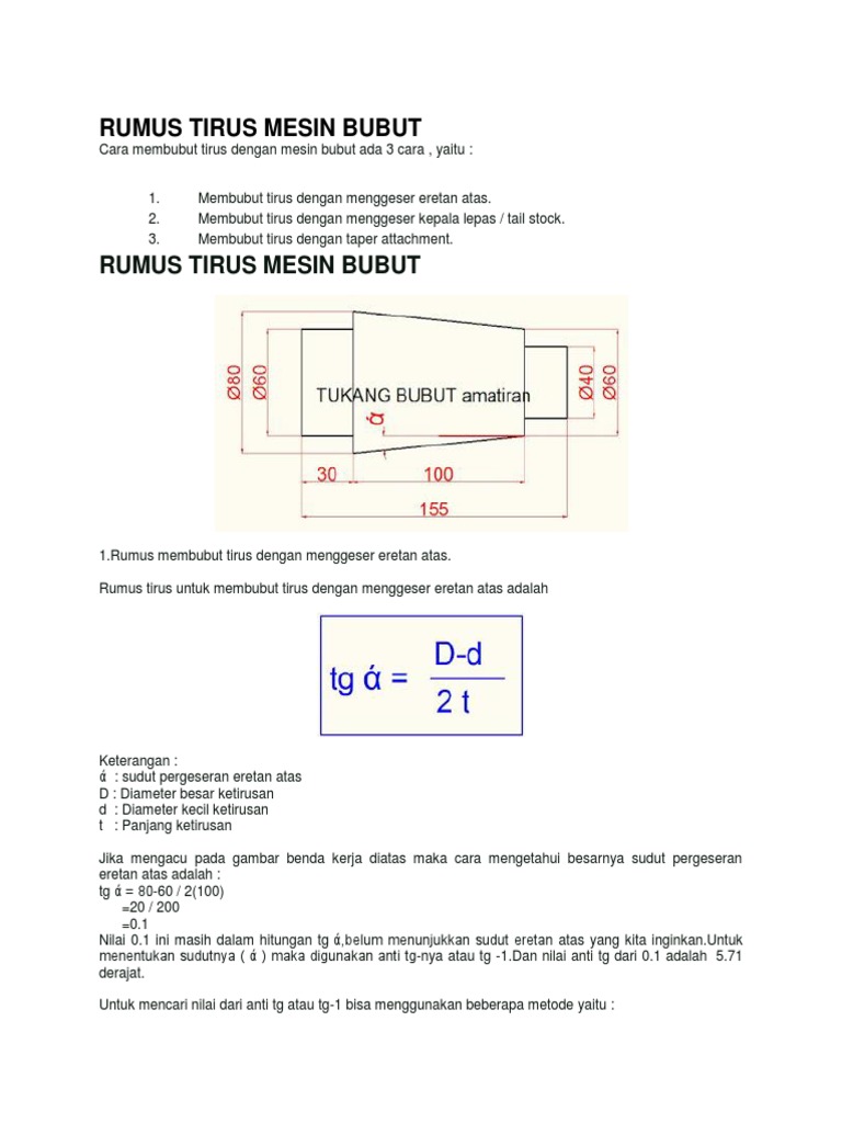 Rumus Tirus Mesin Bubut | PDF