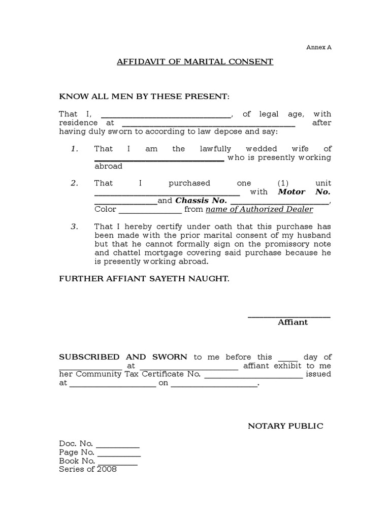 Affidavit of Marital Consent | PDF