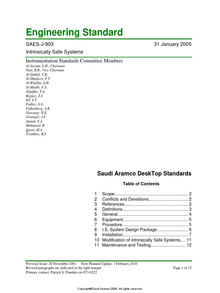 SAES J 903 Intrinsically Safe Systems | PDF | Electrical Wiring ...