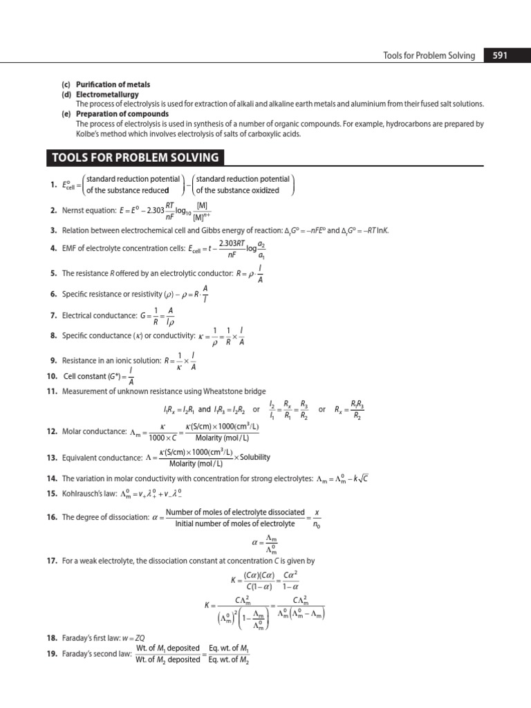Electro Chemistry Formulas Problems and Solutions PDF | PDF | Redox ...