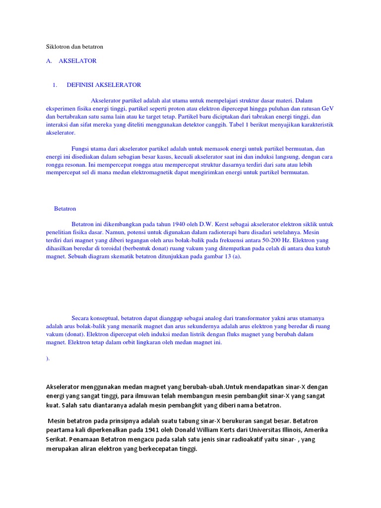 Prinsip Kerja Siklotron dan Betatron | PDF | Sains & Matematika