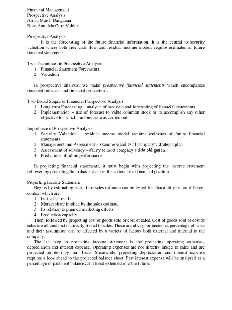 Chapter 9 - Prospective Analysis | PDF | Forecasting | Valuation (Finance)