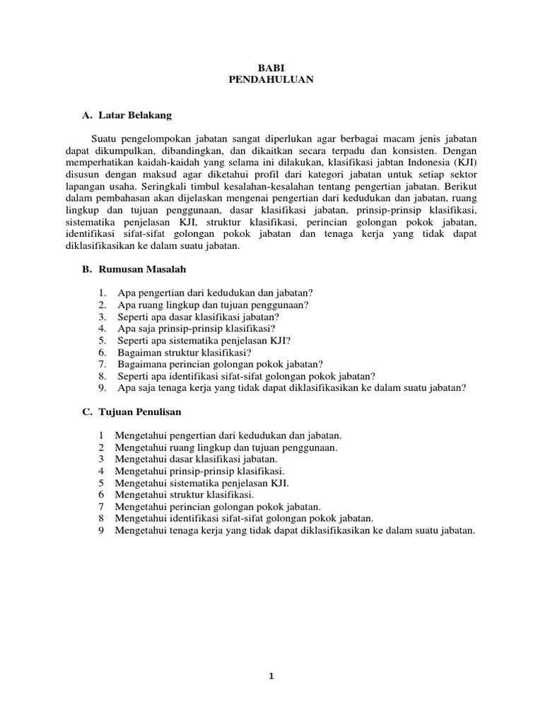 Sistem Klasifikasi Jabatan (KBJI) | PDF