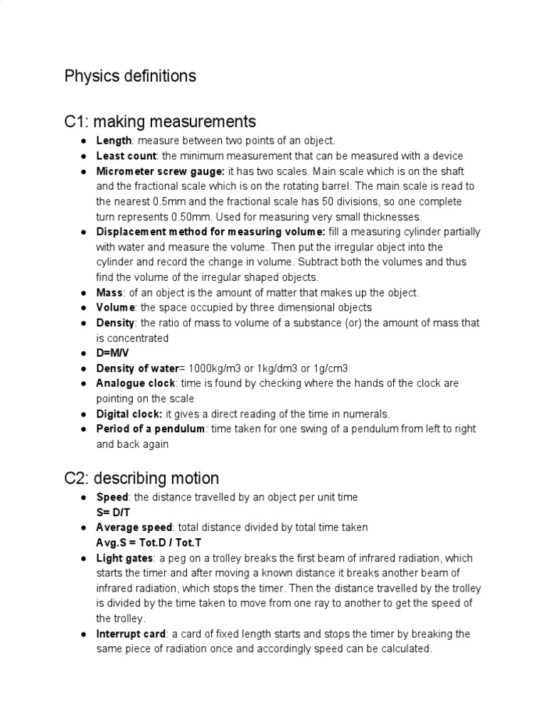 IGCSE Physics - Definitions | PDF | Electromagnetic Spectrum | Electrical Resistance And Conductance
