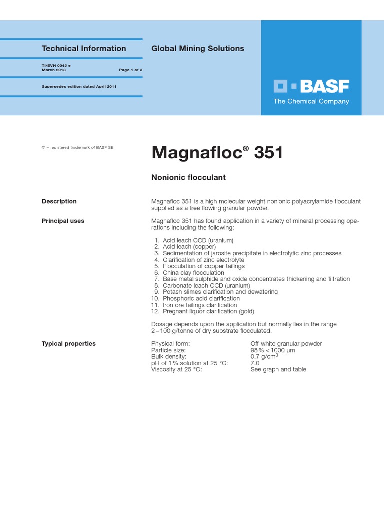 Magnafloc | PDF | Zinc | Chemical Substances