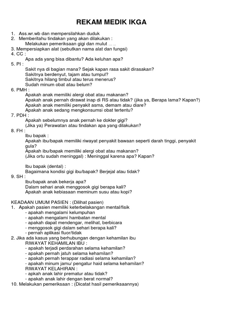 Osce Rekam Medis Ikga | PDF | Kesehatan Holistik