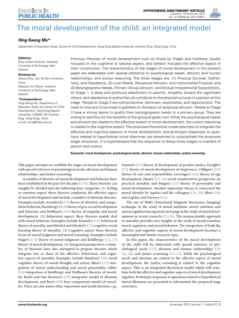 The Moral Development in Child | PDF | Altruism | Empathy