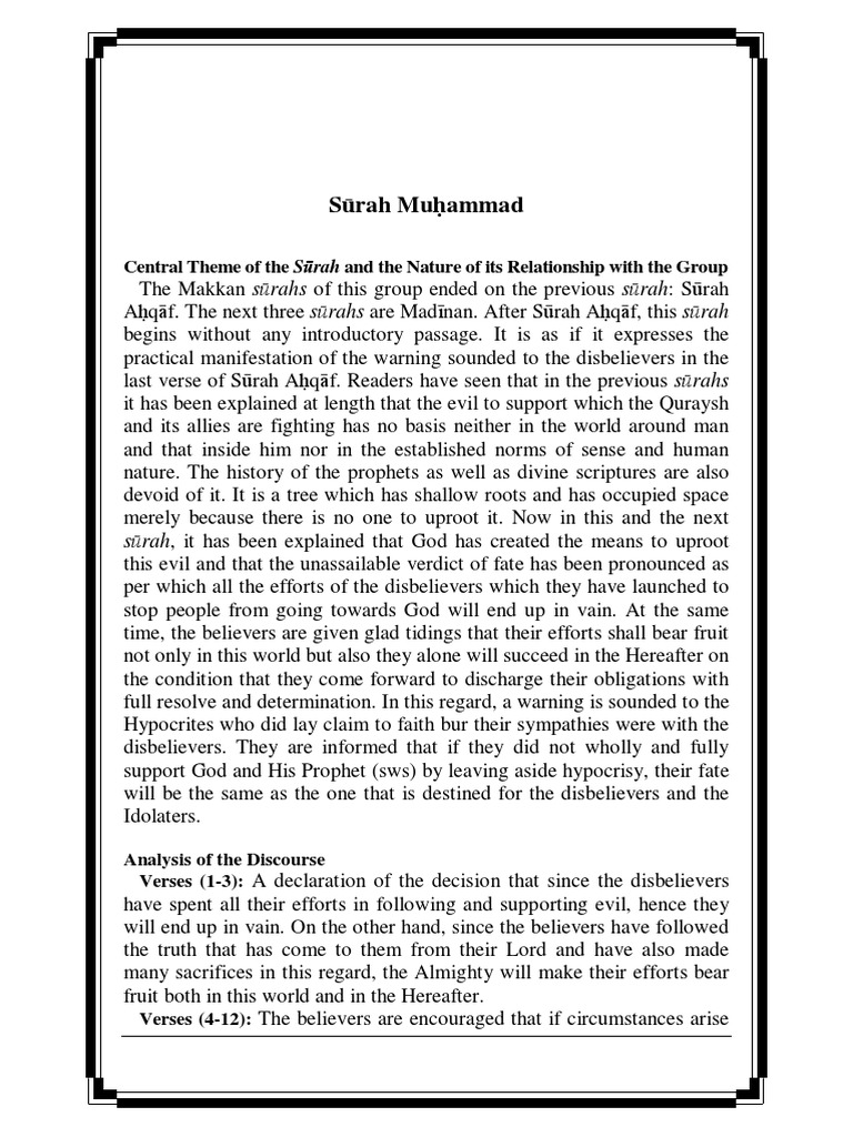Tadabbur-047 Surah Muhammad | PDF | Prophets And Messengers In Islam ...