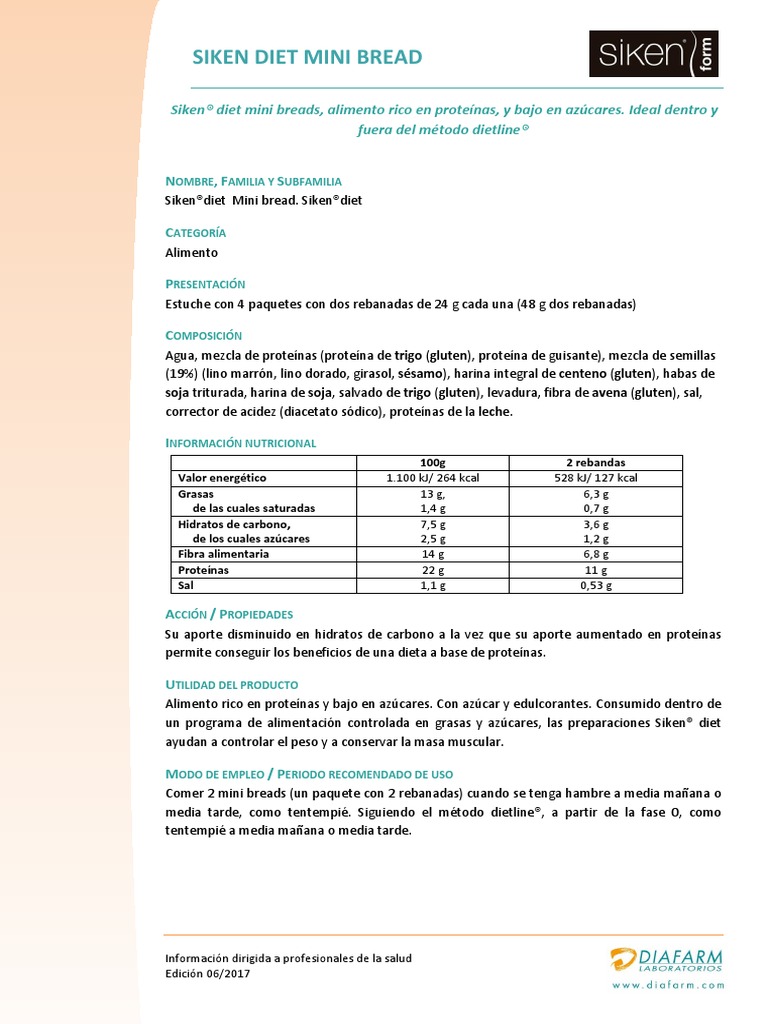 5c6a695323795 FICHA SIKEN DIET MINI BREAD PS PDF | PDF | Gluten | Alimentos