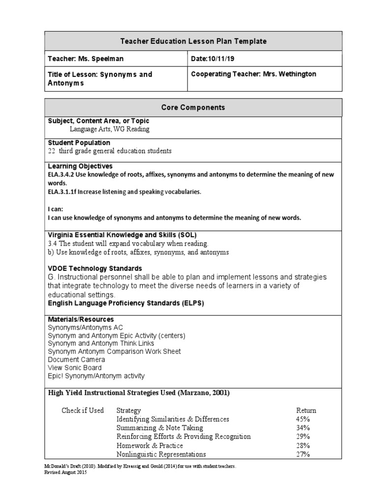 Synonyms and Antonyms | PDF | Lesson Plan | Vocabulary