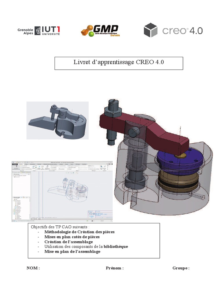 Apprentissage de Creo 4.0 : TP CAO | PDF | Dessin technique ...