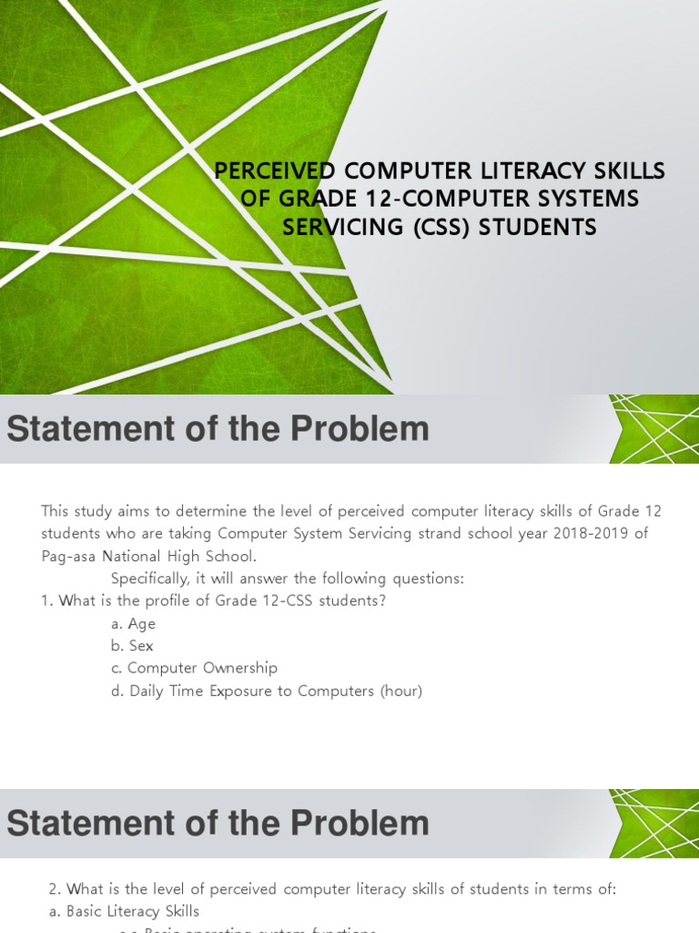 Grade 12 CSS Students' Computer Skills | PDF | Literacy | Microsoft ...