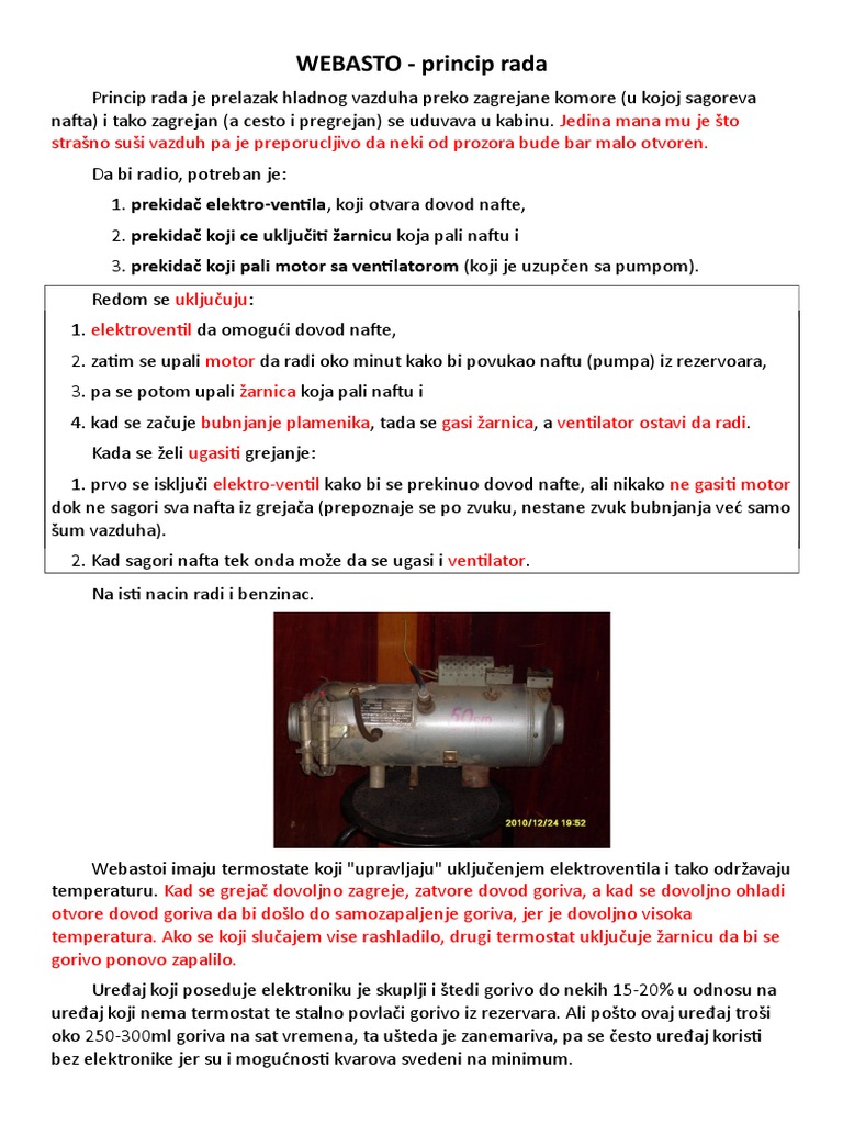 WEBASTO - Princip Rada | PDF