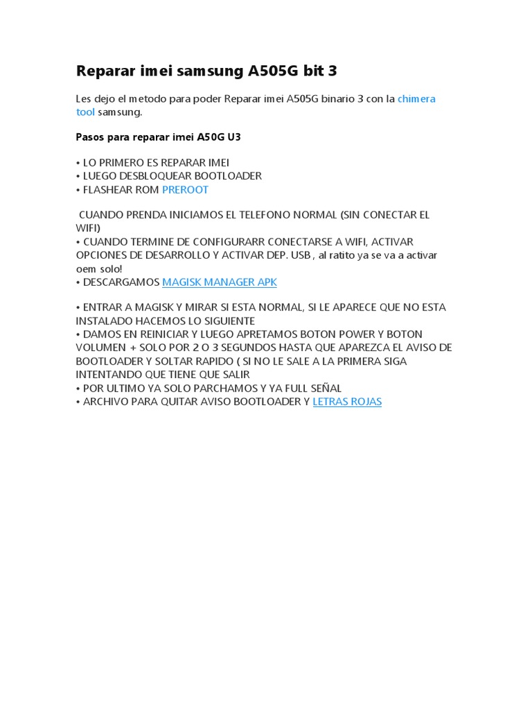 Reparar Imei Samsung A505G Bit3 | PDF
