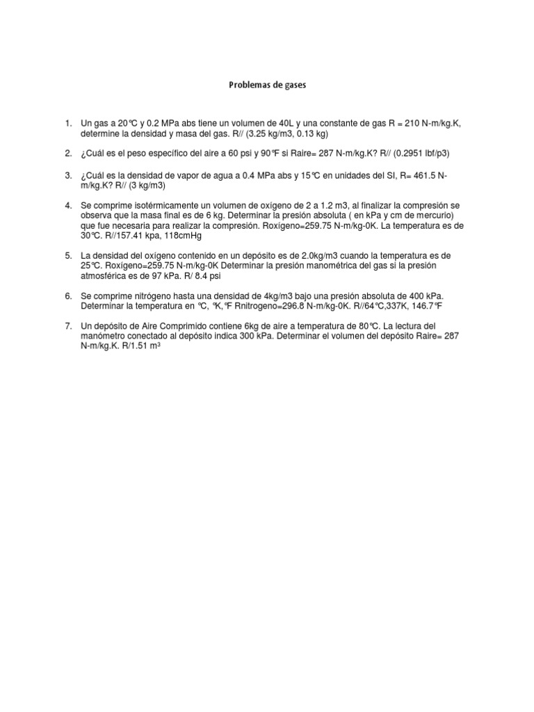 Problemas Gases | PDF