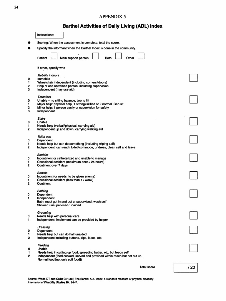 Index Barthel Daily Living | PDF | Medical Specialties | Disability