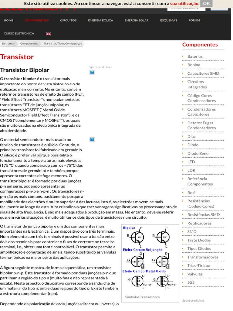 Tipos e Funcionamento de Transistores | PDF | Transistor | Amplificador