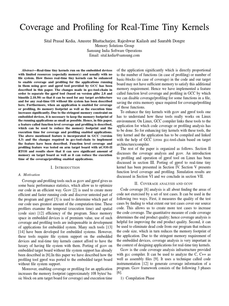 Coverage And Profiling For Real Time Tiny Kernels Pdf Subroutine C Programming Language 7308