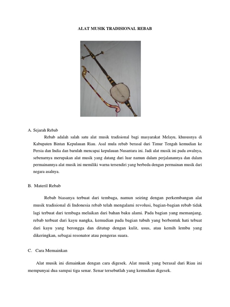 Alat Musik Tradisional Rebab | PDF
