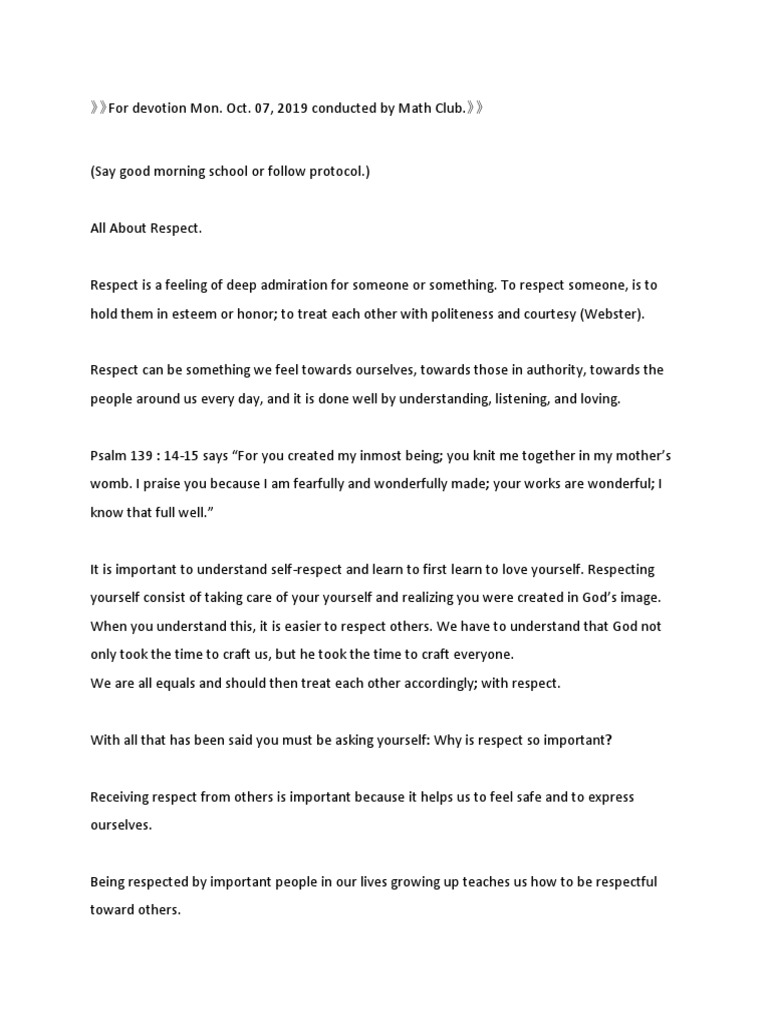 Speech of Respect | PDF