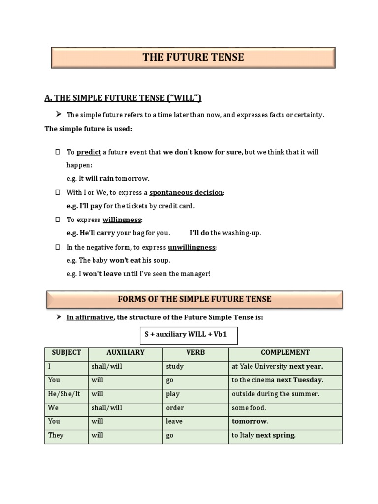 Future Tense Lesson | PDF | Verb | Syntax