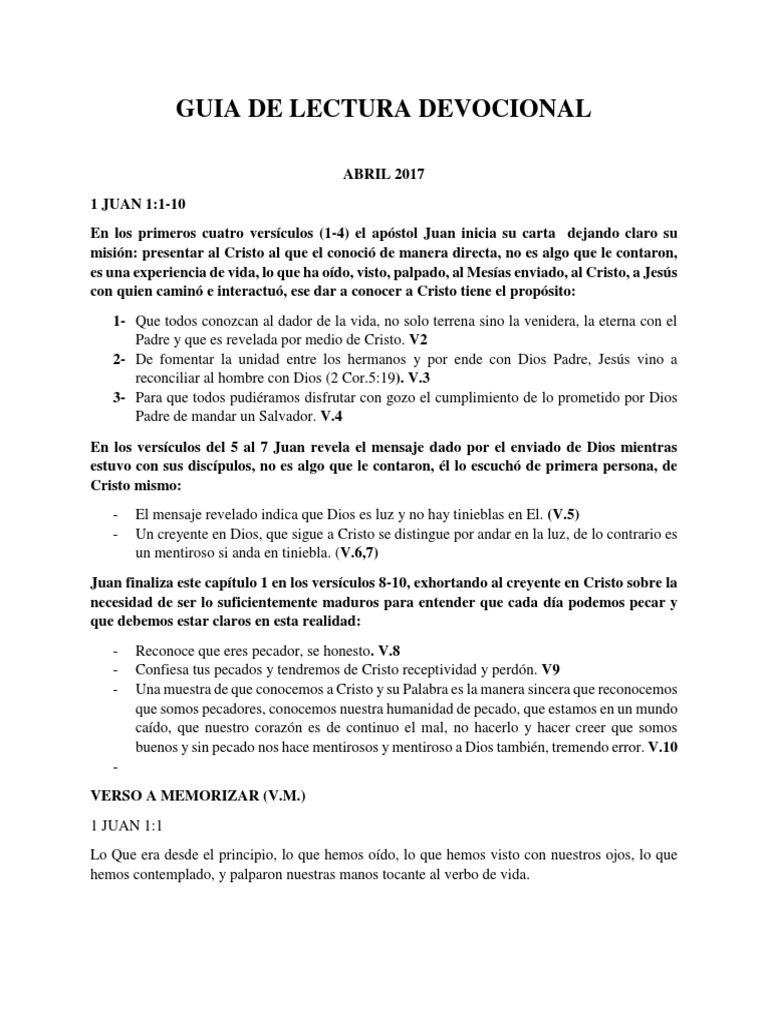 Guía Devocional: 1 Juan 1-5 Insights | PDF | Oración | Cristo (título)