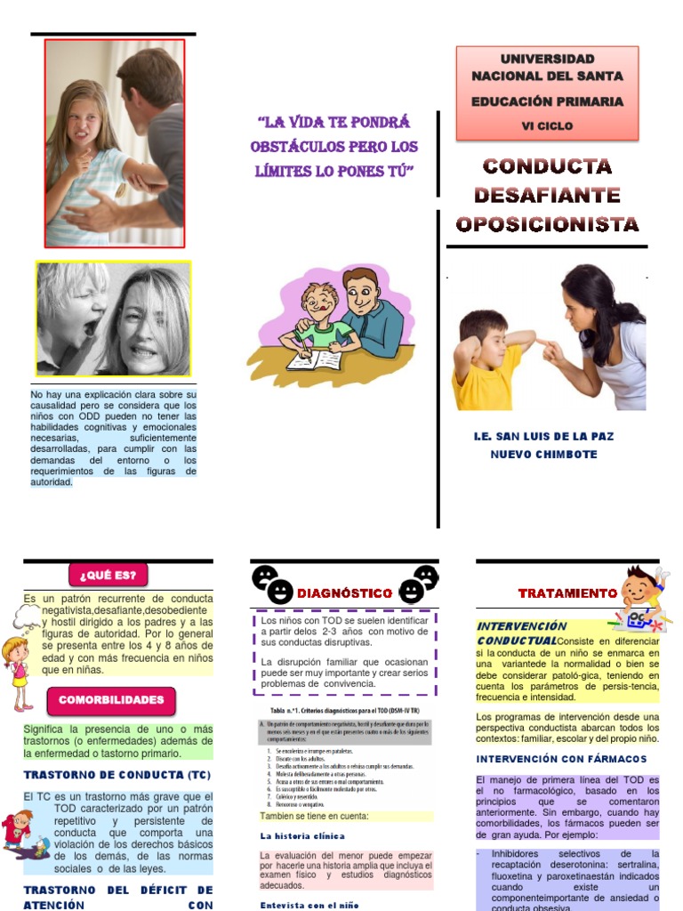 Triptico Conducta Desafiante Oposicionista | PDF | Desorden hiperactivo ...